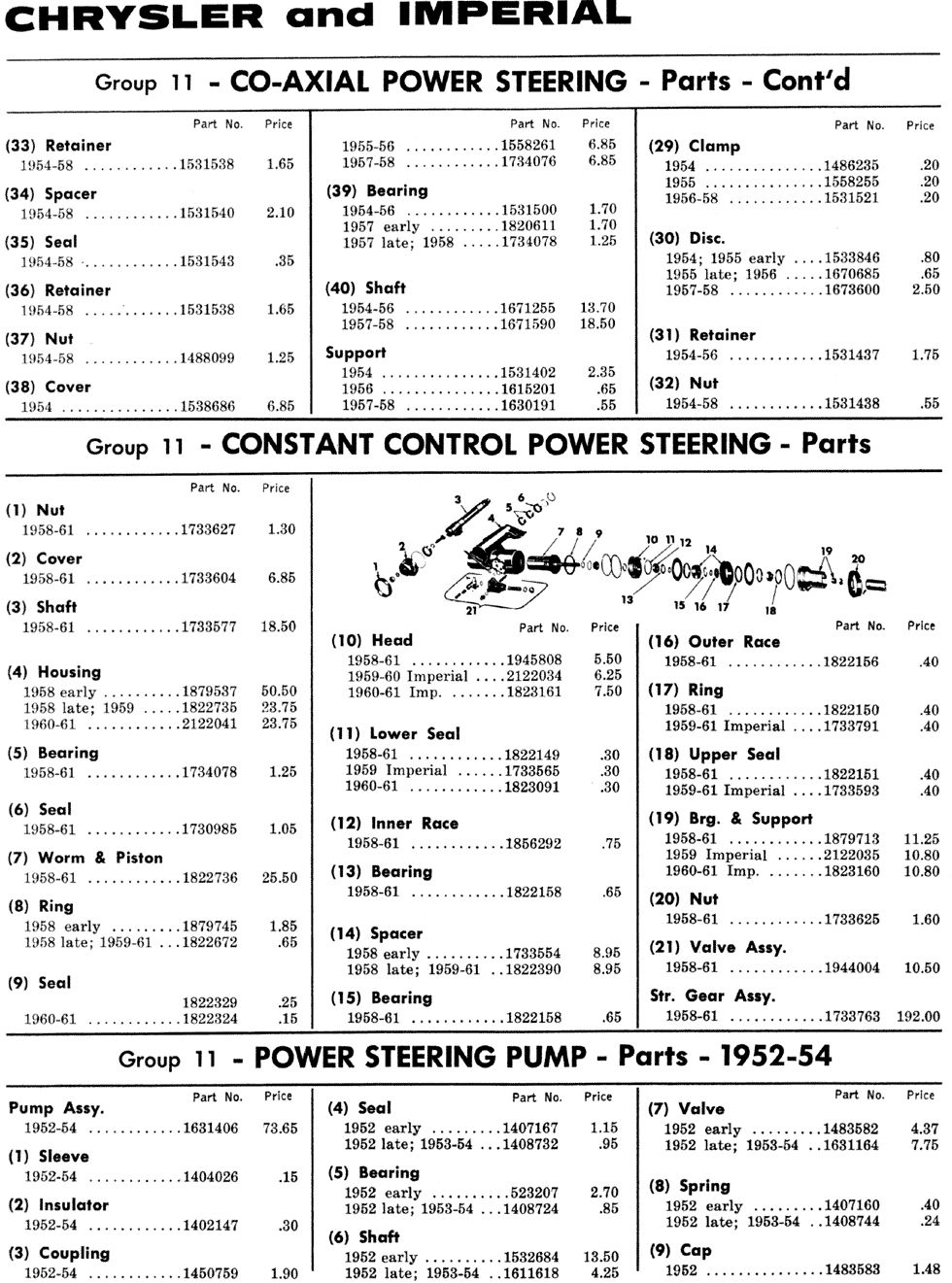1953 1954 1955 1956 1957 1958 1959 1960 1961 Chrysler Imperial Part Numbers