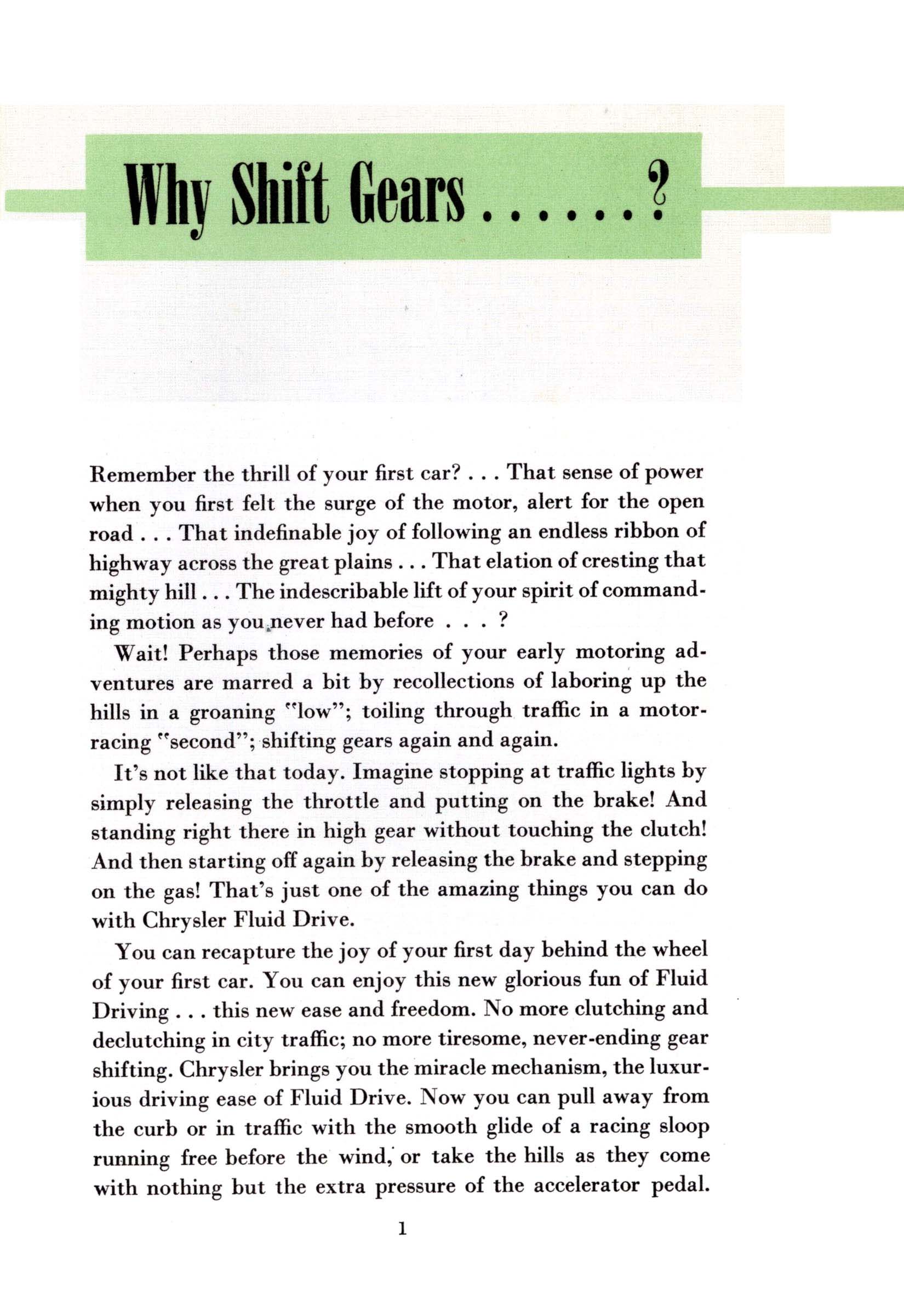 Chrysler Fluid Drive Introduction